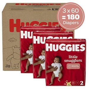 Baby Diapers Size 2 (12-18 lbs), 180ct, Huggies Little Snugglers