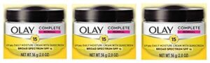 face moisturizer by olay complete all day uv moisture cream with sunscreen spf 15, normal skin, 2 ounce (pack of 3)