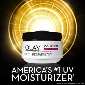 Face Moisturizer by Olay Complete All Day UV Moisture Cream with Sunscreen SPF 15, Normal Skin, 2 Ounce (Pack of 3)