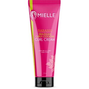 mielle organics babassu brazilian curly cocktail curl cream for dry & curly hair types, moisturizing cream for curly hair, 7.5 ounces