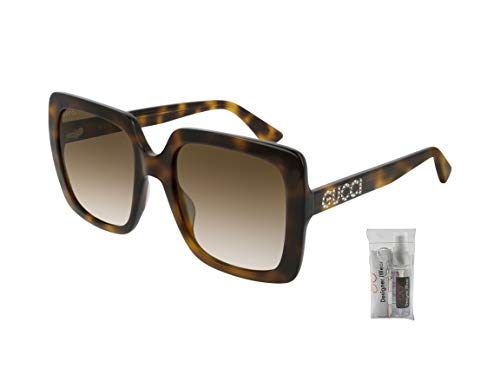 Gucci GG0418S 003 54M Havana/Brown Gradient Square Sunglasses For Women + BUNDLE with Designer iWear Complimentary Eyewear Care Kit