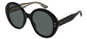 gucci gg1081s shiny solid black/grey one size