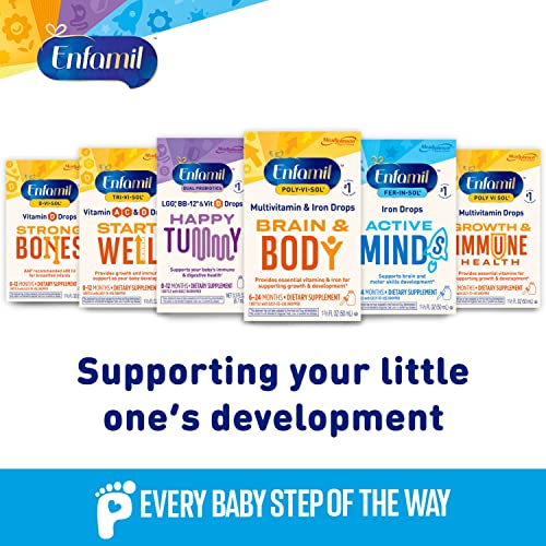 Enfamil Baby Vitamins Enfamil Poly-Vi-Sol 8 Multi-Vitamins & Iron Supplement Drops for Infants & Toddlers, Supports Growth & Development, 50 mL Dropper Bottle (Packaging May Vary)