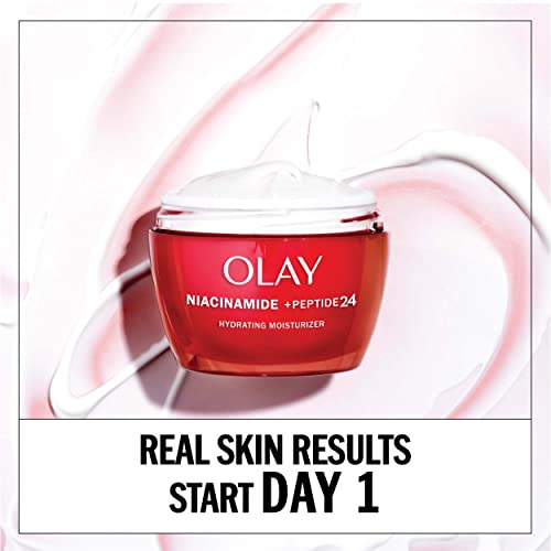 Olay Regenerist Niacinamide + Peptide 24 Hydrating Face Moisturizer with Vitamin B3 for Stronger Skin Barrier 1.7 oz, includes Whip Travel Size for Dry Skin