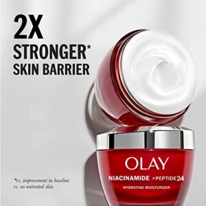 Olay Regenerist Niacinamide + Peptide 24 Hydrating Face Moisturizer with Vitamin B3 for Stronger Skin Barrier 1.7 oz, includes Whip Travel Size for Dry Skin