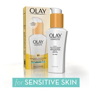 Face Moisturizer by Olay Complete Daily Defense All Day Moisturizer With Sunscreen, SPF30 Sensitive Skin, 2.5 Fl Oz (Pack of 2)