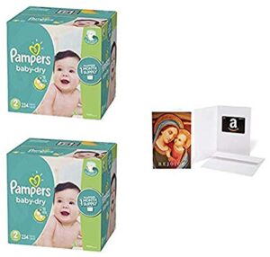 diapers size 2, 234 count – pampers baby dry disposable baby diapers (2 qty) with amazon.com $20 gift card in a greeting card (madonna with child design)