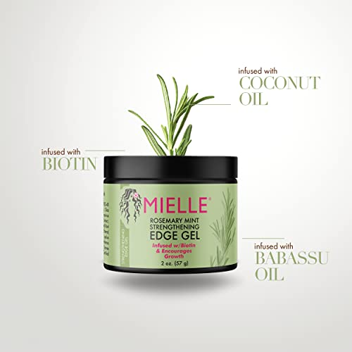 Mielle Organics Rosemary Mint Strengthening Edge Gel, Biotin & Essential Oil Hair Styling Treatment, 2 Ounces