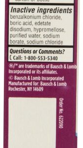 Allergy Eye Drops by Bausch & Lomb, for Itch & Redness Relief, 15 mL