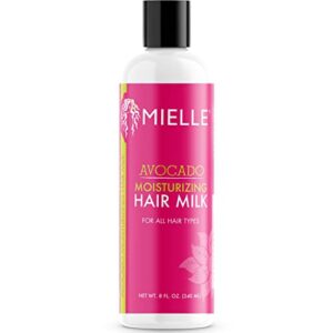 mielle organics avocado moisturizing hair milk for all hair types, moisturizing lotion for dry & thirsty hair, 8 ounces