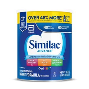 similac advance infant formula with iron, baby formula powder, 30.8-oz can