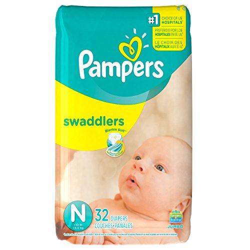 Pampers Swaddlers Diapers, Size N, 32 Count