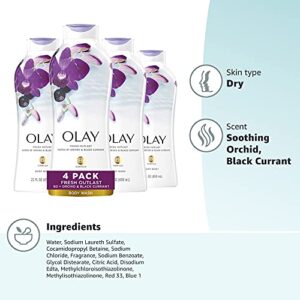 Olay Fresh Outlast Soothing Orchid & Black Currant Body Wash 22 oz, (4 Count)