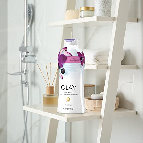 Olay Fresh Outlast Soothing Orchid & Black Currant Body Wash 22 oz, (4 Count)