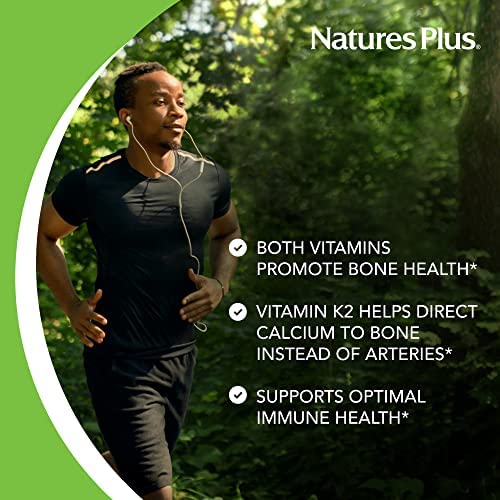 NaturesPlus Source of Life Garden Vitamin D3 & K2 - 60 Vegan Capsules - Promotes Bone Support, Immune Function, Cardiovascular Health & Mood Balance - Vegan, Gluten Free - 60 Servings