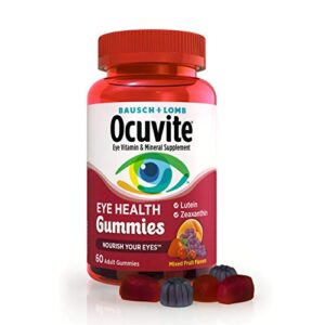 ocuvite vitamin & mineral supplement for eye health adult gummies, contains lutein & zeaxanthin, bausch, 60 count