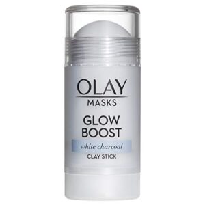 face masks by olay, clay charcoal facial mask stick, glow boost white charcoal, 1.7 oz