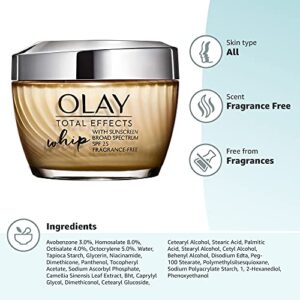 Olay Total Effects Whip Face Moisturizer with Sunscreen, SPF 25 Fragrance-Free, 1.7 Ounce