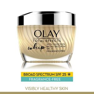 Olay Total Effects Whip Face Moisturizer with Sunscreen, SPF 25 Fragrance-Free, 1.7 Ounce