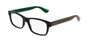 gucci gg0006on-002 black rectangular men’s eyeglasses