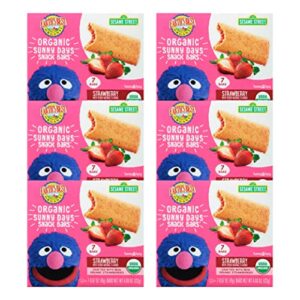 earth’s best organic kids snacks, sesame street toddler snacks, organic sunny days snack bars for toddlers 2 years and older, strawberry with other natural flavors, 7 bars per box (pack of 6)