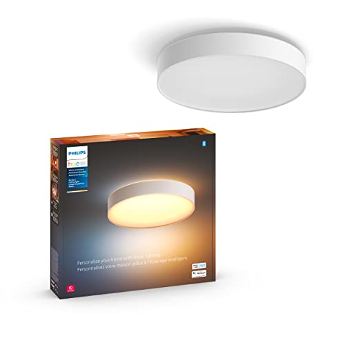 Philips Hue Enrave Large White Ambiance Smart Ceiling Lamp, Bluetooth and Zigbee Compatible (Hue Hub Optional), White