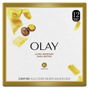 olay moisture outlast ultra moisture shea butter beauty bar with vitamin b3 complex, 3.17 oz, (pack of 12)