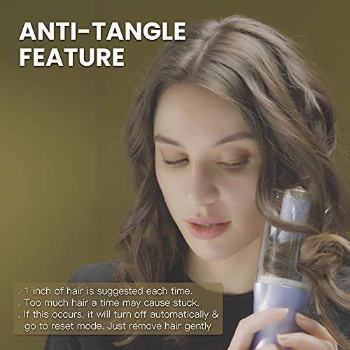 LENA Geniecurl Auto Hair Curler Ion Wrap Transparent Curling Wand with 1" Ceramic Ionic Barrel and Smart Anti-Stuck Sensor, Pro Styling Tool for Long and Medium Length Hair