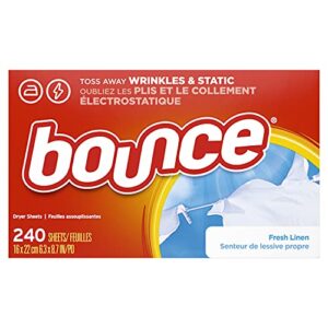 bounce dryer sheets laundry fabric softener, fresh linen scent, 240 count