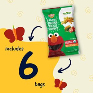 Earth's Best Organic Kids Snacks, Sesame Street Toddler Snacks, Organic Garden Veggie Straws for Toddlers 2 Years and Older, Original, 2.75 oz Bag, (Pack of 6)