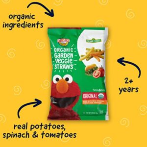 Earth's Best Organic Kids Snacks, Sesame Street Toddler Snacks, Organic Garden Veggie Straws for Toddlers 2 Years and Older, Original, 2.75 oz Bag, (Pack of 6)