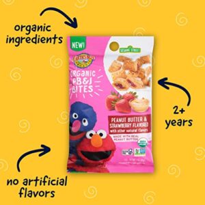 Earth's Best Organic Kids Snacks, Sesame Street Toddler Snacks, Organic PB&J Bites for Toddlers 2 Years and Older, Peanut Butter and Strawberry Flavored with Other Natural Flavors, 3oz Bag (Pack of 6)