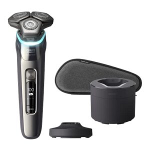 philips norelco 9800 rechargeable wet & dry electric shaver with quick clean, travel case, pop up trimmer, charging stand, s9987/85