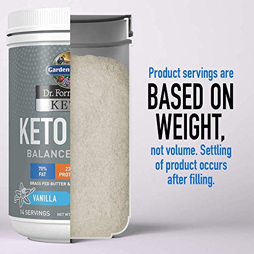 Garden of Life Dr. Formulated Ketogenic Meal Balanced Shake Powder, Truly Grass Fed Butter & Whey Protein Plus Probiotics, Non-GMO, Gluten Free, Paleo Replacement, Vanilla, 23.7 Oz