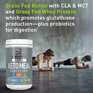 Garden of Life Dr. Formulated Ketogenic Meal Balanced Shake Powder, Truly Grass Fed Butter & Whey Protein Plus Probiotics, Non-GMO, Gluten Free, Paleo Replacement, Vanilla, 23.7 Oz