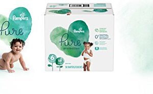 Diapers Size 6, 58 Count - Pampers Pure Protection Disposable Baby Diapers, Hypoallergenic and Unscented Protection, Giant Pack (Old Version)