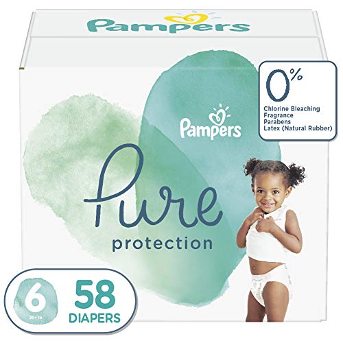 Diapers Size 6, 58 Count - Pampers Pure Protection Disposable Baby Diapers, Hypoallergenic and Unscented Protection, Giant Pack (Old Version)