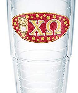 Tervis Fraternity - Chi Omega Tumbler with Emblem and Red Lid 24oz, Clear