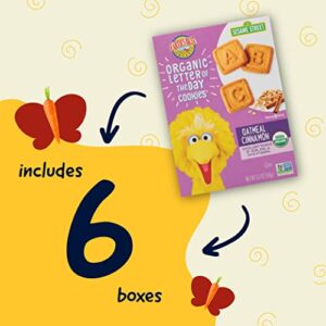 Earth's Best Organic Kids Snacks, Sesame Street Toddler Snacks, Organic Letter of the Day Cookies for Toddlers 2 Years and Older, Oatmeal Cinnamon, 5.3 oz Box (Pack of 6)