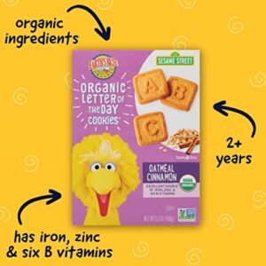 Earth's Best Organic Kids Snacks, Sesame Street Toddler Snacks, Organic Letter of the Day Cookies for Toddlers 2 Years and Older, Oatmeal Cinnamon, 5.3 oz Box (Pack of 6)