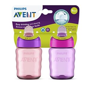 Philips Avent Sippy Cup Bundle with Natural Trainer Cup with Natural Response Nipple, 5 Ounce, 1 Pack + My Easy Sippy Cup, 9 Ounce, 2 Pack, Pink/Purple