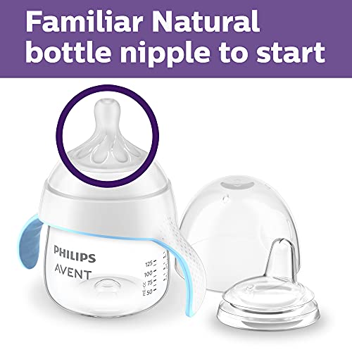 Philips Avent Sippy Cup Bundle with Natural Trainer Cup with Natural Response Nipple, 5 Ounce, 1 Pack + My Easy Sippy Cup, 9 Ounce, 2 Pack, Pink/Purple