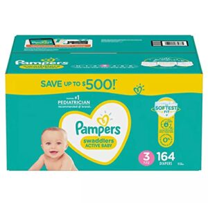 pampers swaddlers disposable diapers size 3,164 count