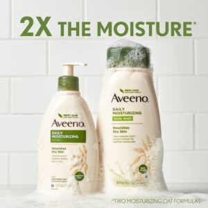 Aveeno Daily Moisturizing Body Lotion with Soothing Prebiotic Oat, Gentle Lotion Nourishes Dry Skin With Moisture, Paraben-, Dye- & Fragrance-Free, Non-Greasy & Non-Comedogenic, 18 fl. oz