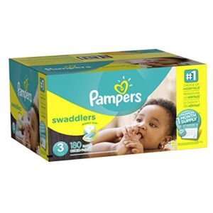 pampers swaddlers disposable baby diapers size 3, one month supply, 180 count