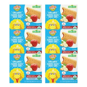 earth’s best organic kids snacks, sesame street toddler snacks, organic sunny days snack bars for toddlers 2 years and older, apple with other natural flavors, 7 bars per box (pack of 6)