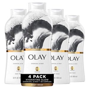 olay cleansing infusion body wash, charcoal + mint, 22 fl oz (pack of 4)