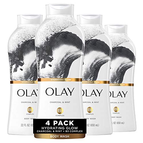 Olay Cleansing Infusion Body Wash, Charcoal + Mint, 22 Fl Oz (Pack of 4)