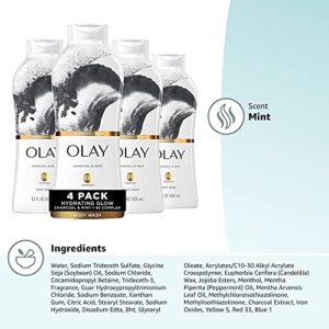 Olay Cleansing Infusion Body Wash, Charcoal + Mint, 22 Fl Oz (Pack of 4)