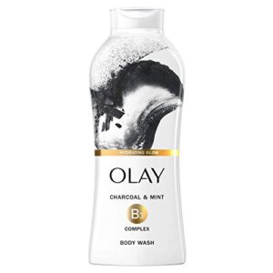 Olay Cleansing Infusion Body Wash, Charcoal + Mint, 22 Fl Oz (Pack of 4)